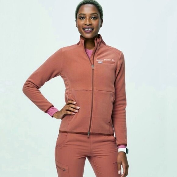 Figs | Jackets & Coats | Figs On Shift Fleece Jacket Terracotta Orange ...